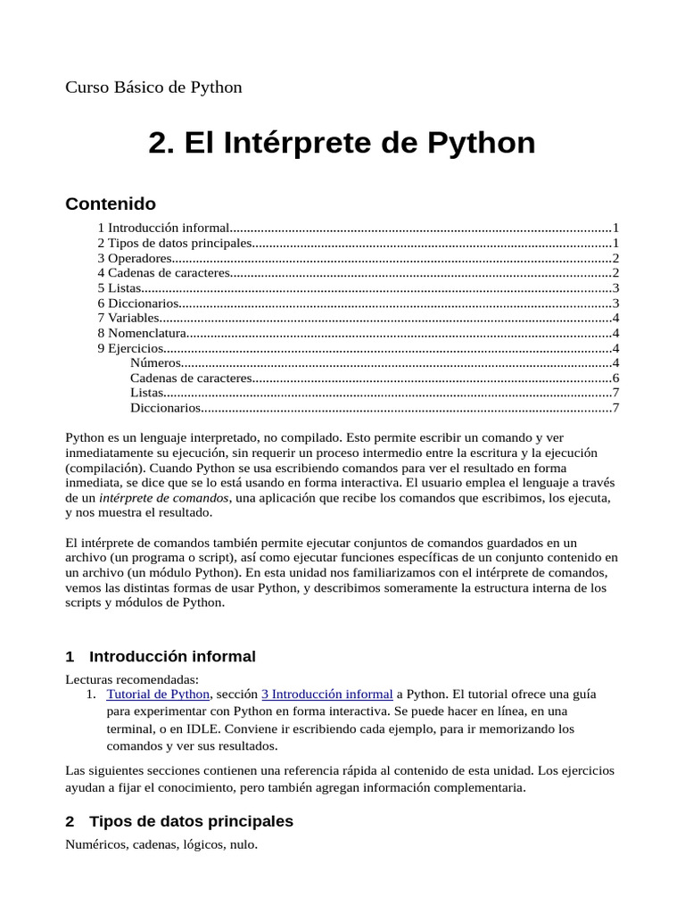 Interprete | PDF | Python (lenguaje de programación) | Interfaz de línea de comando