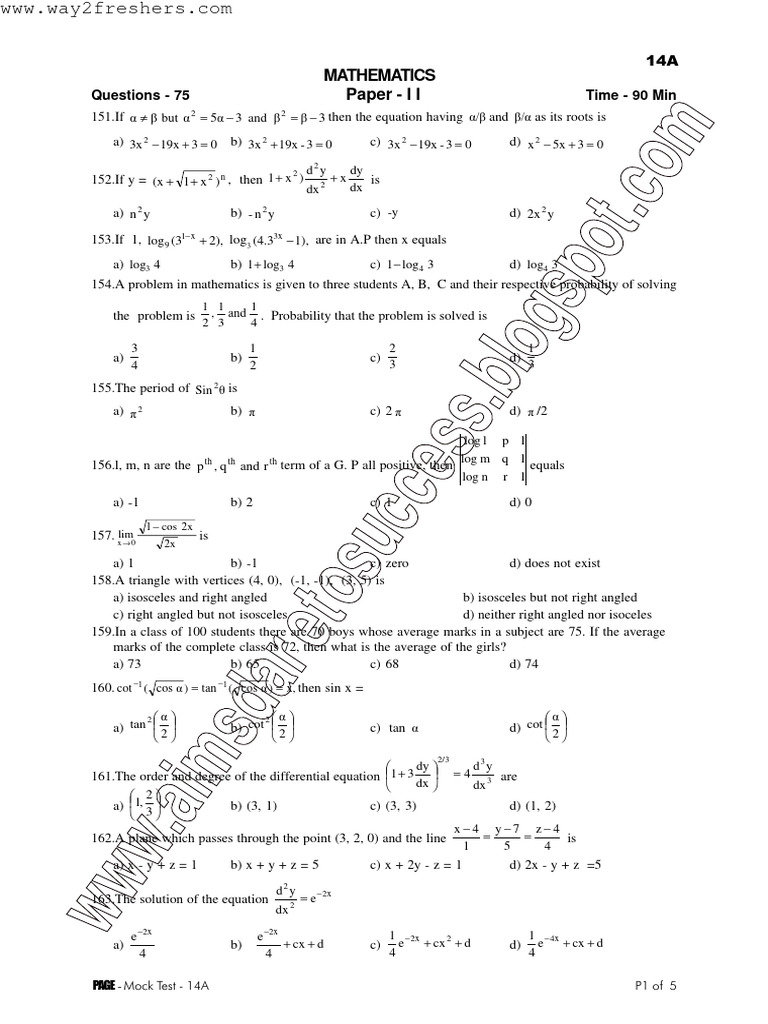(WWW - Entrance-Exam - Net) - AIEEE Maths Sample Paper 3 | PDF | Circle ...