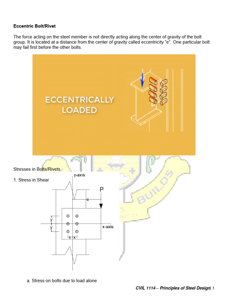 Eccentrically Loaded Bolt Connection | PDF | Stress (Mechanics) | Rivet