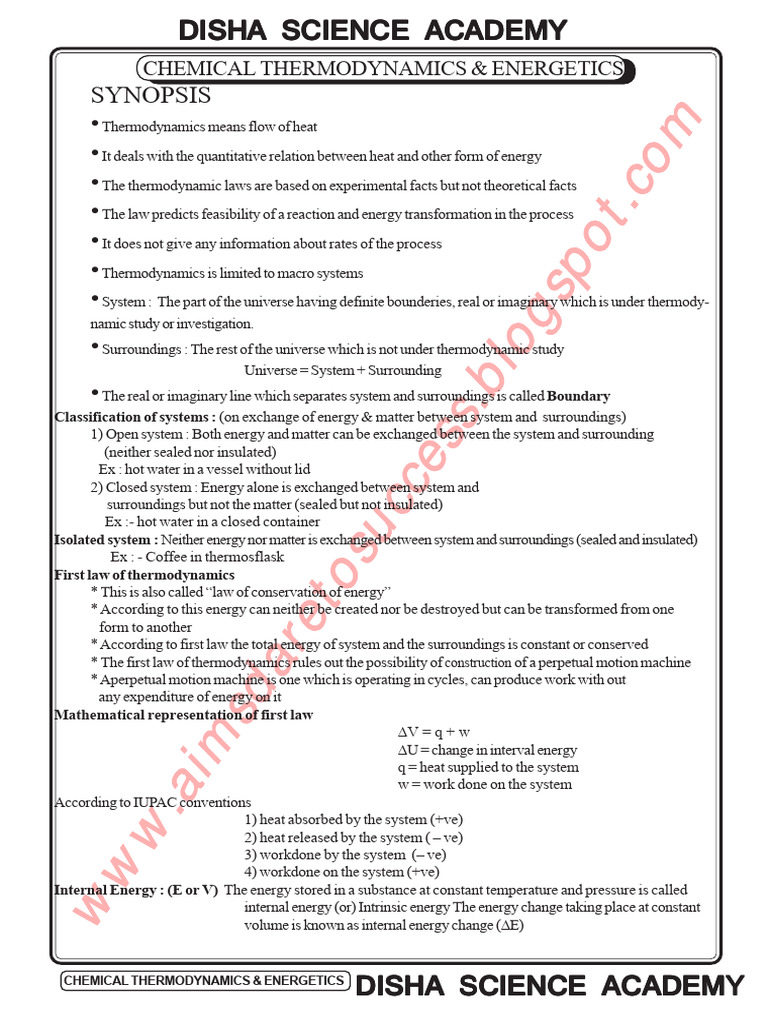 C AIMS DTS@Chemical Thermodynamic - Enerjetic | PDF | Heat | Entropy