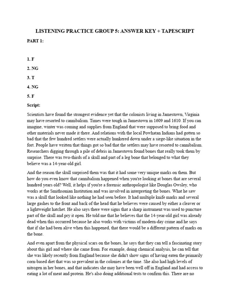 ANSWER KEY + TAPESCRIPT | PDF | Cannibalism