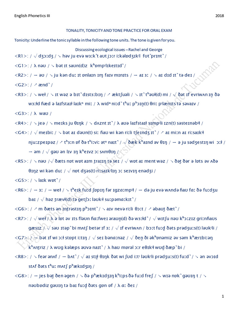 Tonality-Tonicity-Tones For Reading Practice | PDF