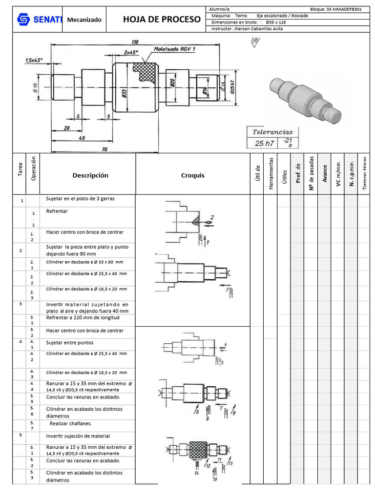 Hoja de Proceso en El Torno | PDF | Materiales de construcción | Máquinas