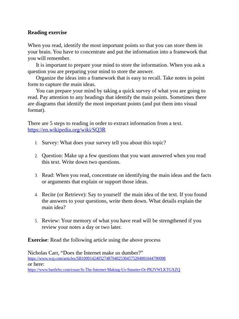 Reading Exercise | PDF | Career & Growth | Self-Improvement