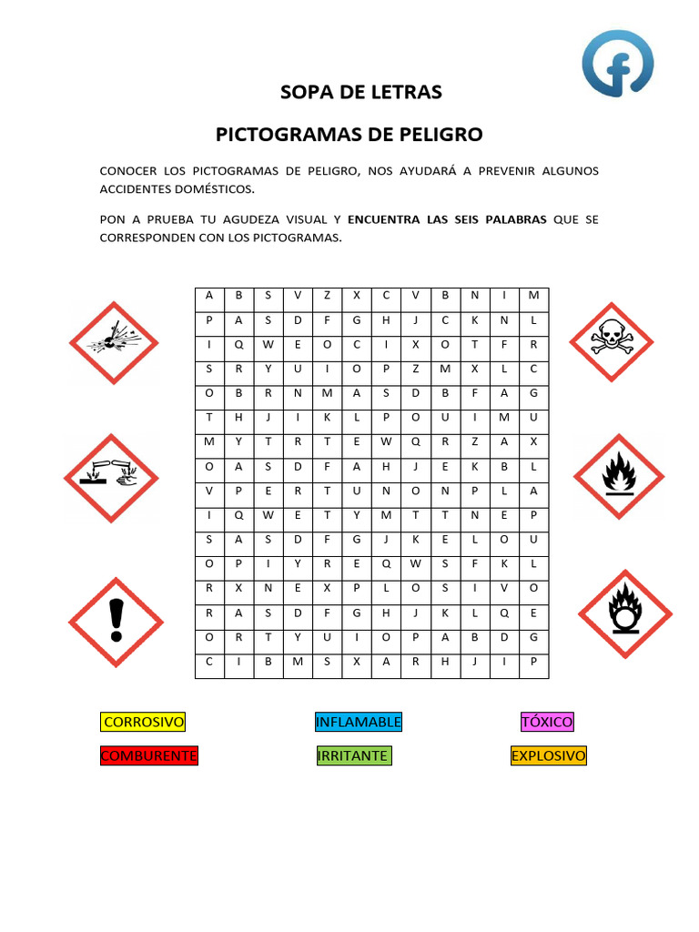 Sopa de letras: Pictogramas de peligro | PDF | Filosofía | Relaciones ...