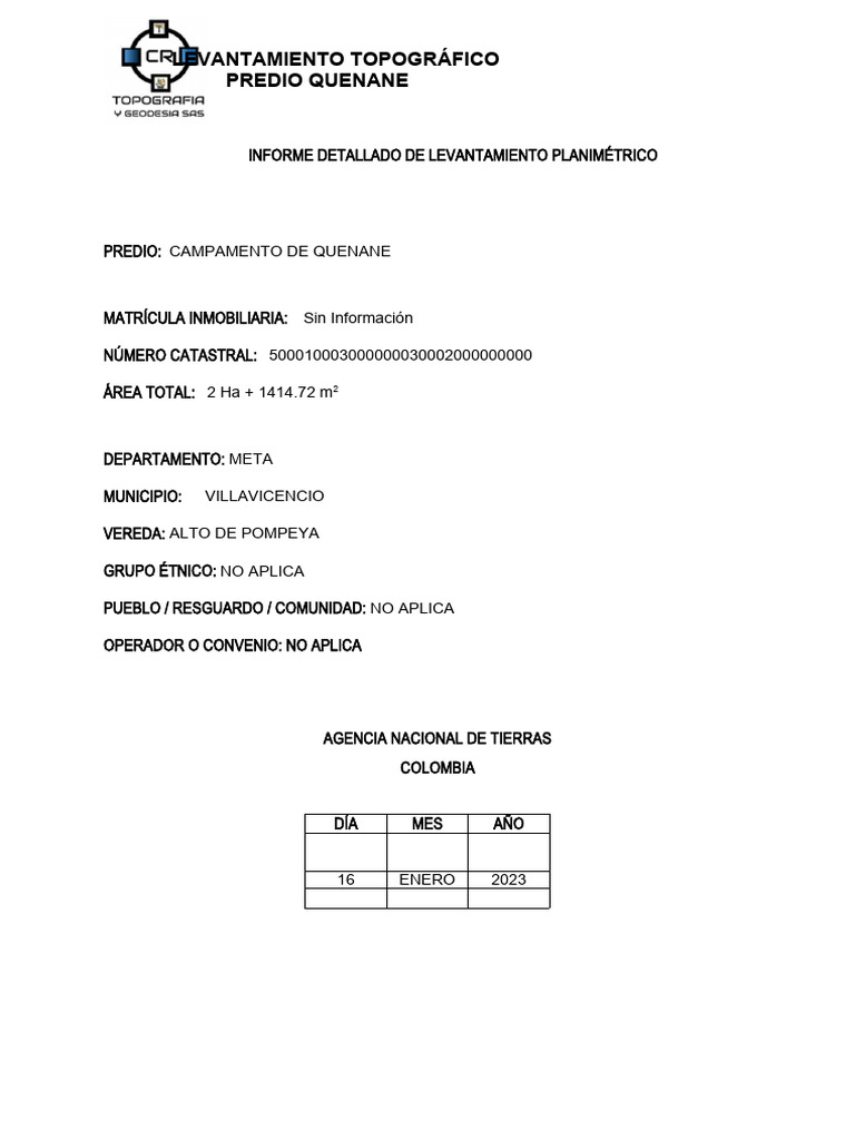 Ginfo-F-008 Levantamiento Planimétrico Campamento Quenane | PDF ...
