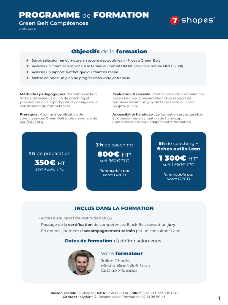 Formation Green Belt Lean : Certification et Outils | PDF | Six Sigma ...
