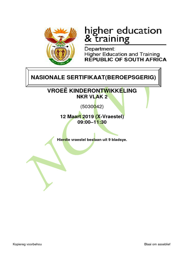 NC820 - Vroee Kinderontwikkeling V2 QP Supp 2019 | PDF