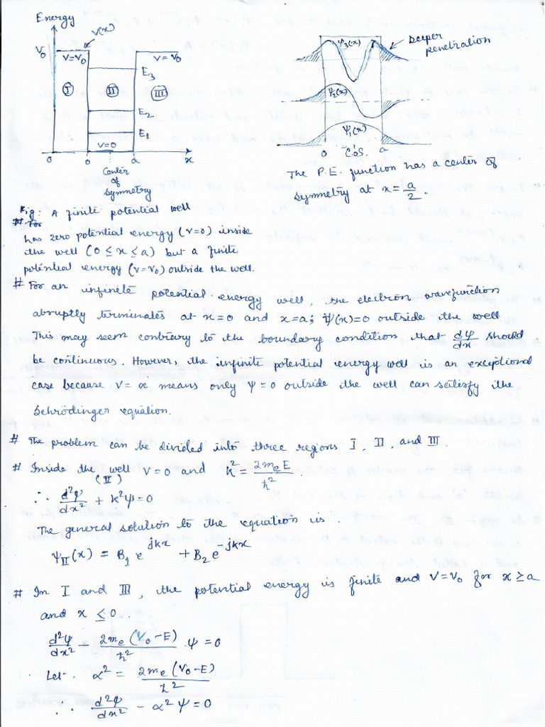 Schrodinger's Wave Equation in Finite Potential Well | PDF