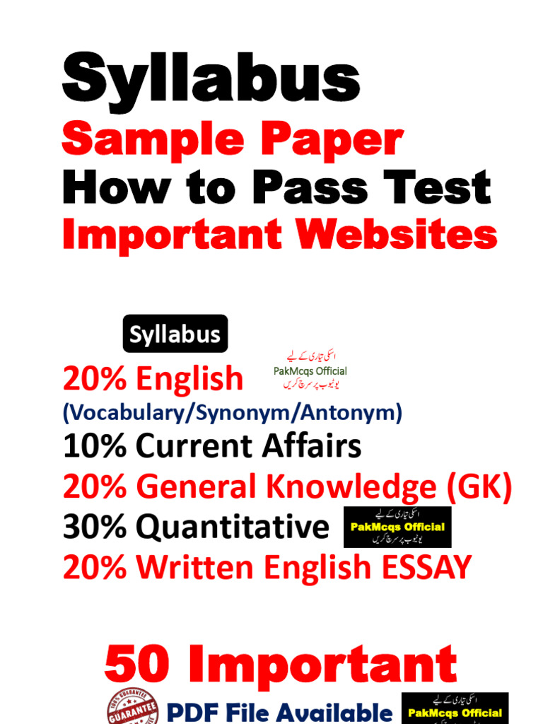 BOP NTS Syllabus and Sample Paper | PDF