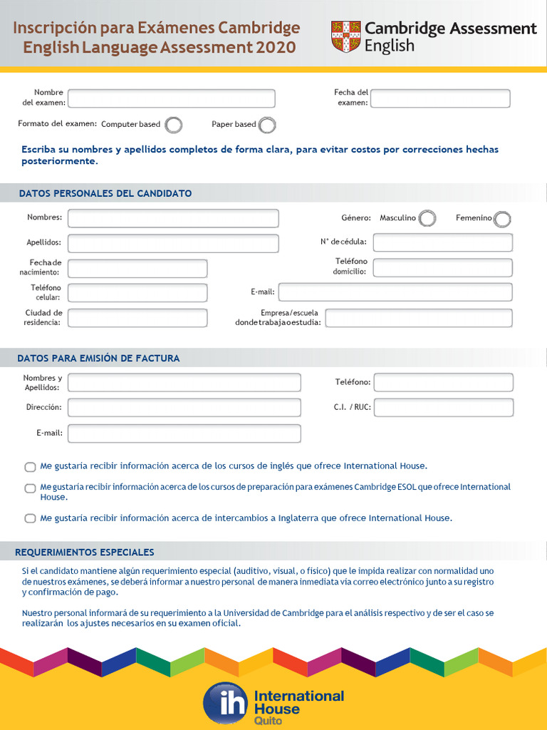 Inscripción Exámenes Cambridge 2020 | PDF | Crecimiento personal y ...