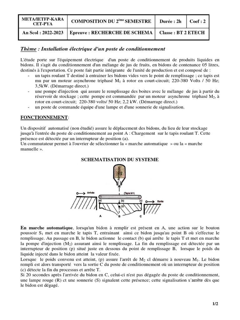 Schéma Électrique Poste Conditionnement | PDF | Interrupteur ...