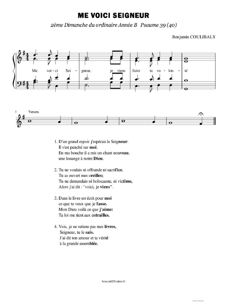 Me Voici Seigneur Psaume 39 1 | PDF