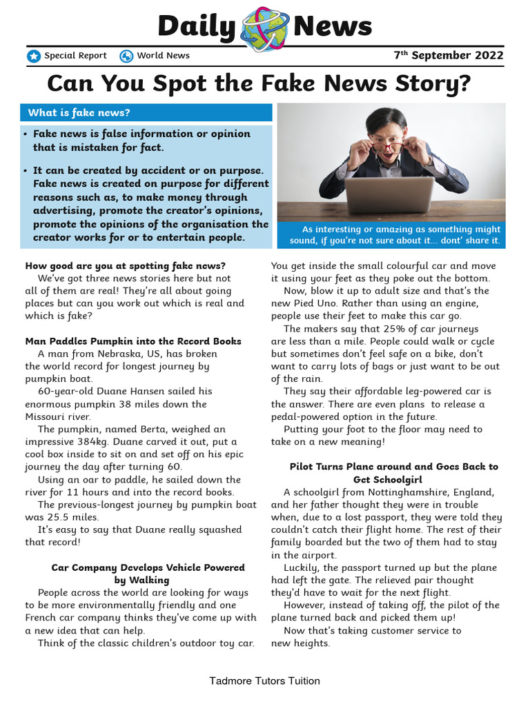 Spot the Fake News Story | PDF | Young Adult