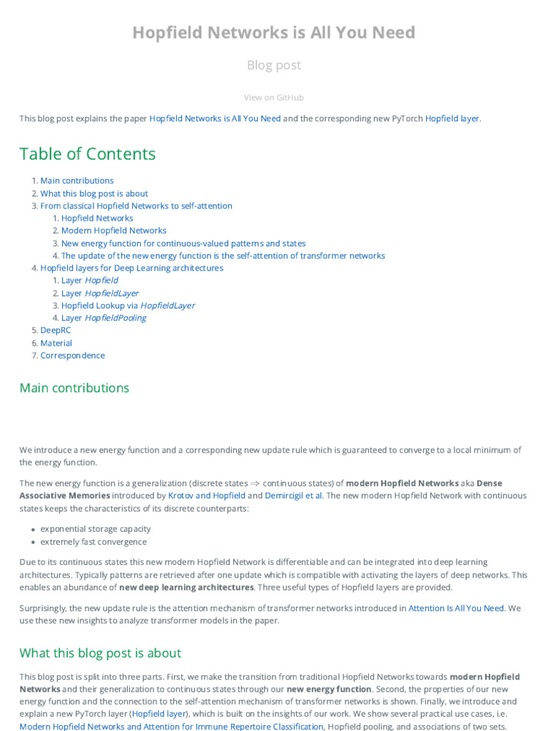 Modern Hopfield Networks Explained | PDF | Artificial Neural Network ...