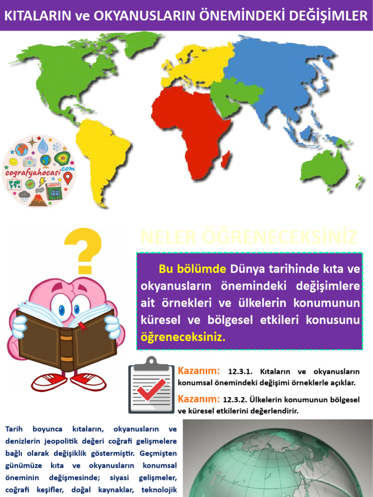 12.3.1-2 KITALARIN ve OKYANUSLARIN Ã NEMÄ°NDEKÄ° DEÄ Ä°Å Ä°MLER | PDF