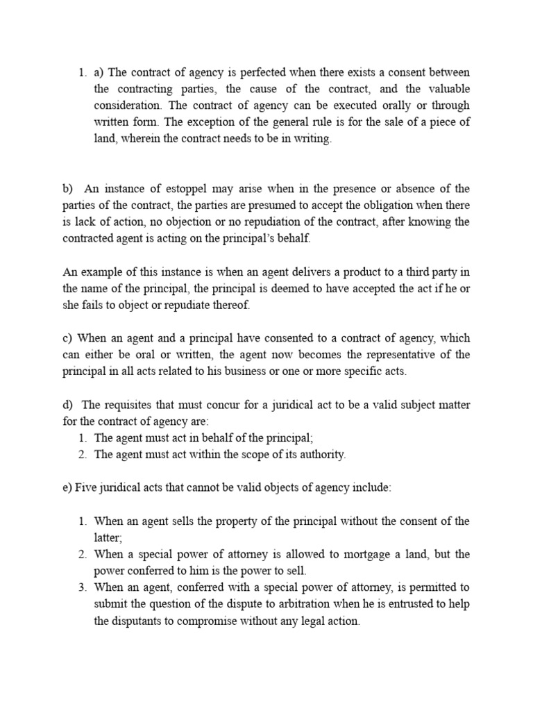 Walker, GD - Special Quiz 1 | PDF | Law Of Agency | Legal Concepts
