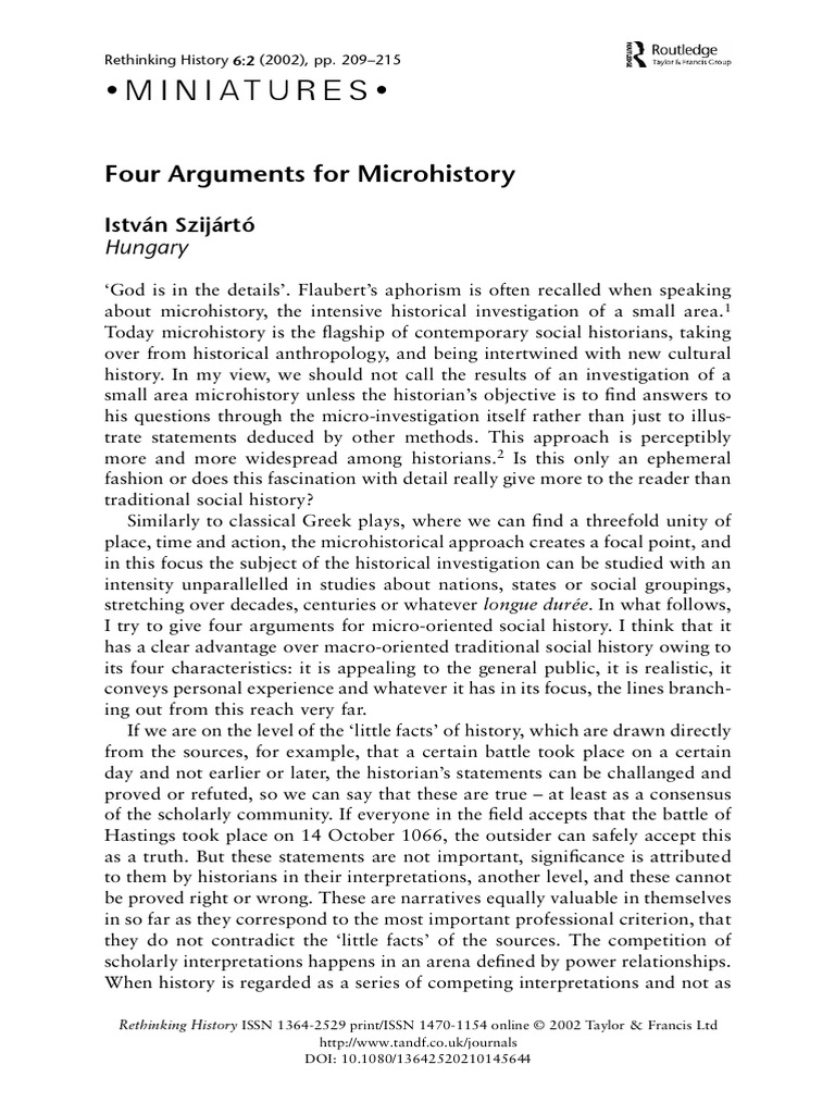Four Benefits of Microhistory Explained | PDF | Experience | Liberal ...