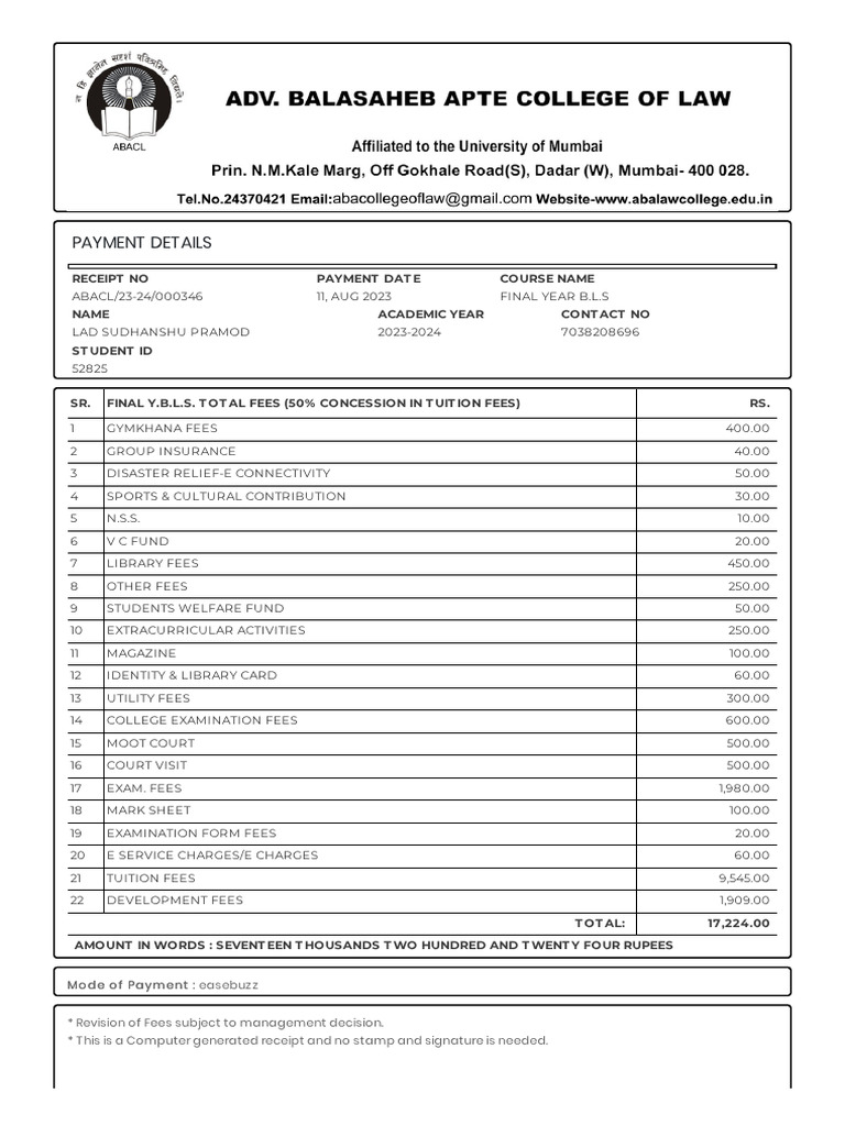 fees receipt | PDF