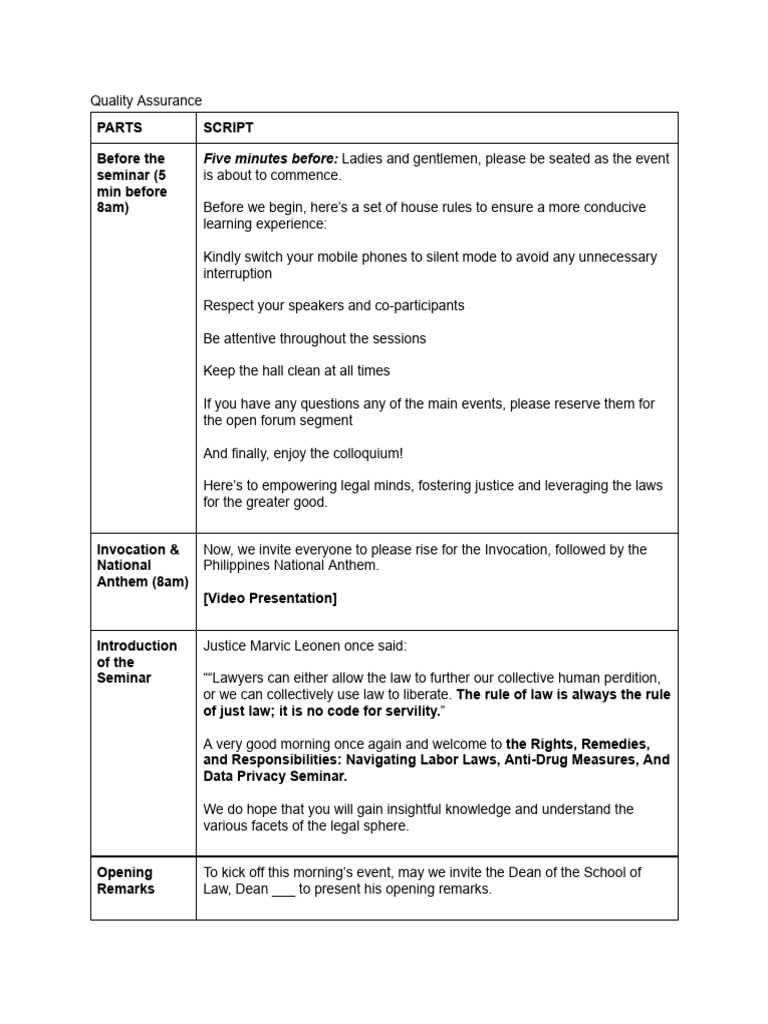 Emcee Script For Colloquium | PDF | Law