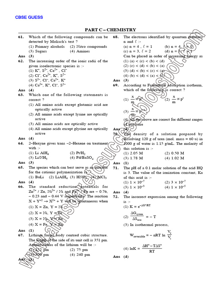 Aieee-2012 Chemistry Solutions | PDF | Chemistry | Chemical Substances