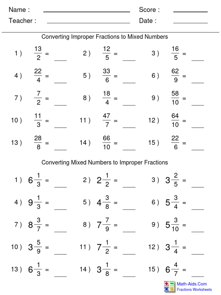 Fractions Improper | PDF | Mathematical Objects | Mathematical Concepts