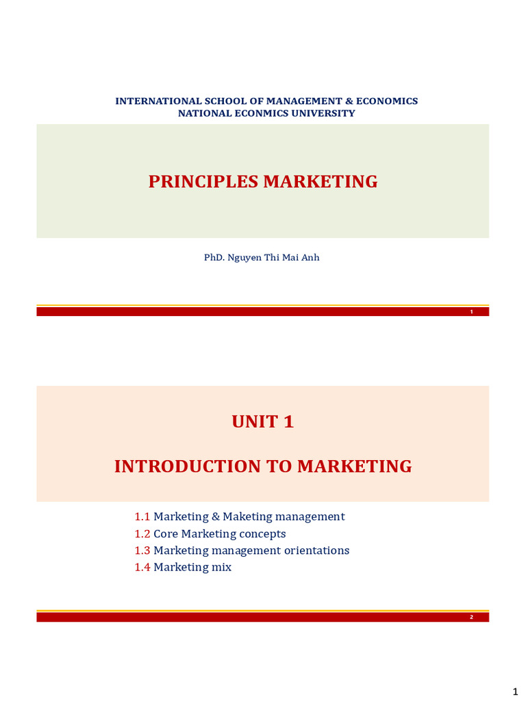 Unit 1 - Introduction to Marketing | PDF | Marketing | Customer