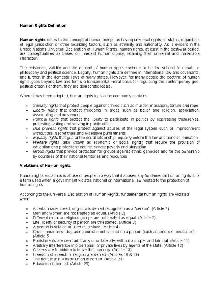 Human Rights Definition | PDF | Natural And Legal Rights | Human Rights