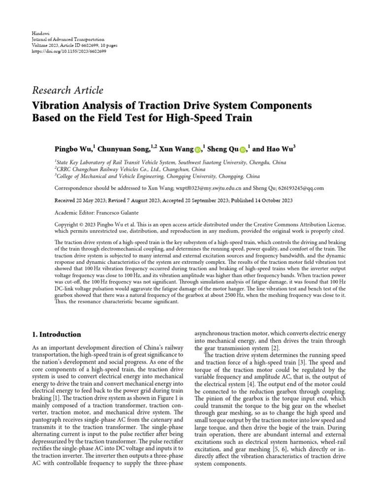 Vibration Analysis of Traction Drive System Compon | PDF | Rectifier ...