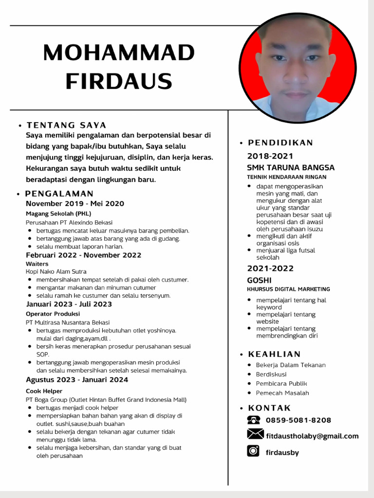 Cv. Mohammad Firdaus Tholaby | PDF