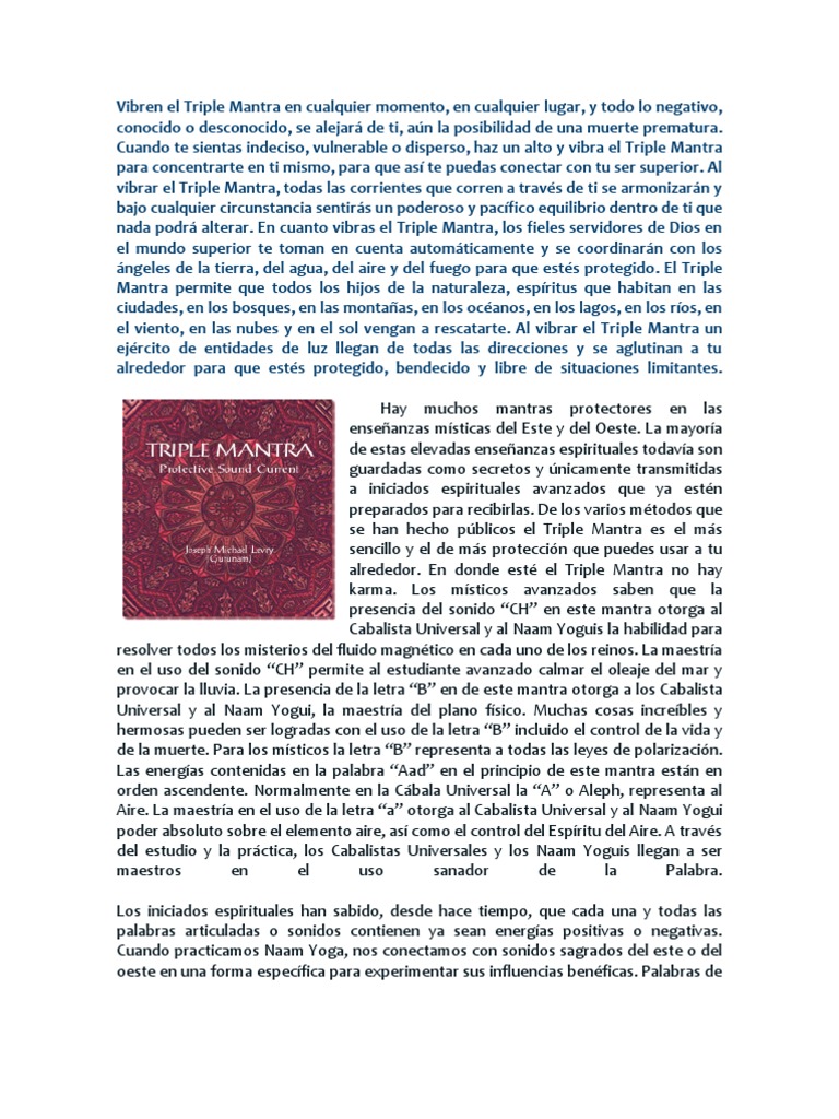 Triple Mantra: Protección y Equilibrio Espiritual | PDF | Yoga | Karma