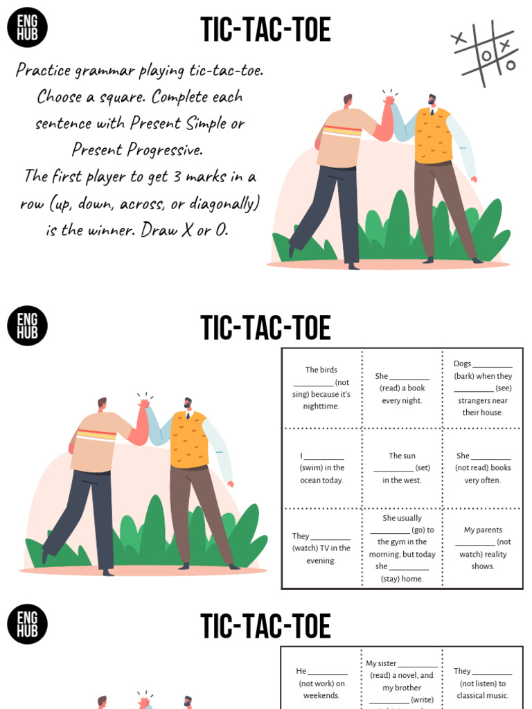 A1-A2 Tic-Tac-Toe - Present Simple Present Progressive | PDF | Language ...