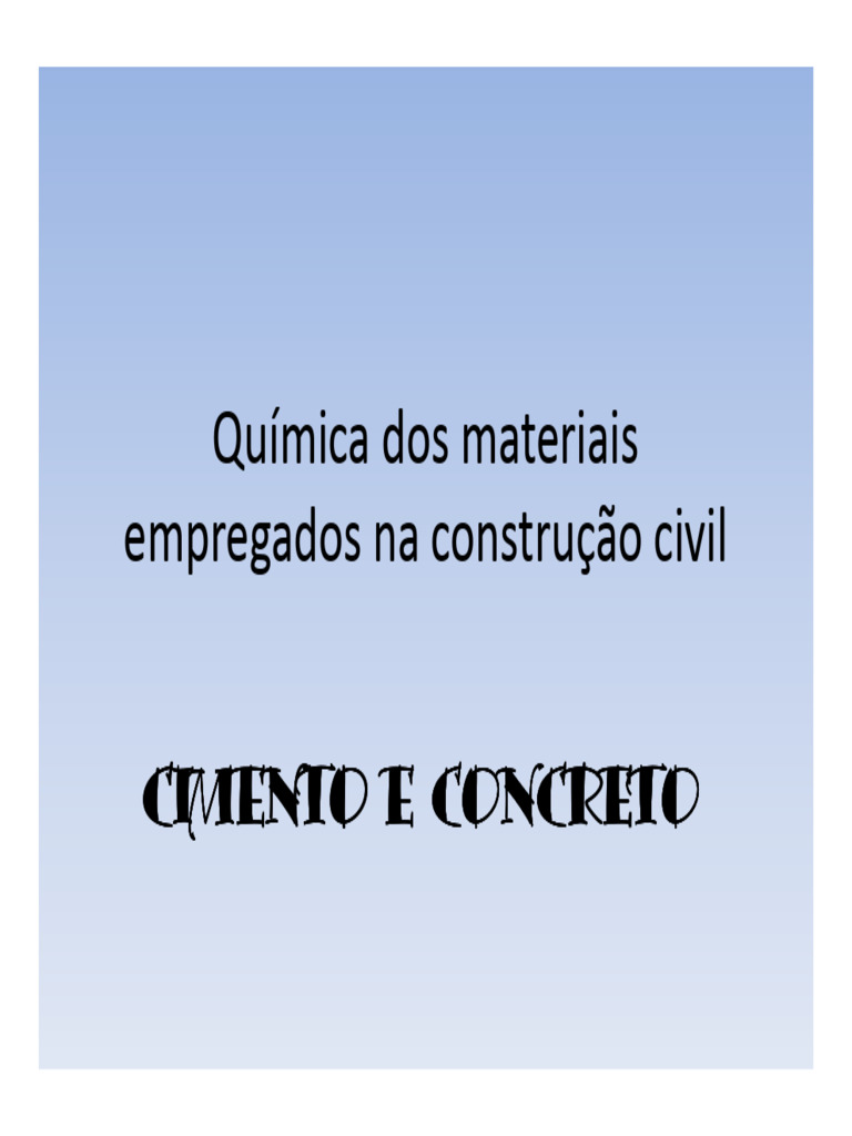 Cimento E Concreto Pdf Cimento Concreto
