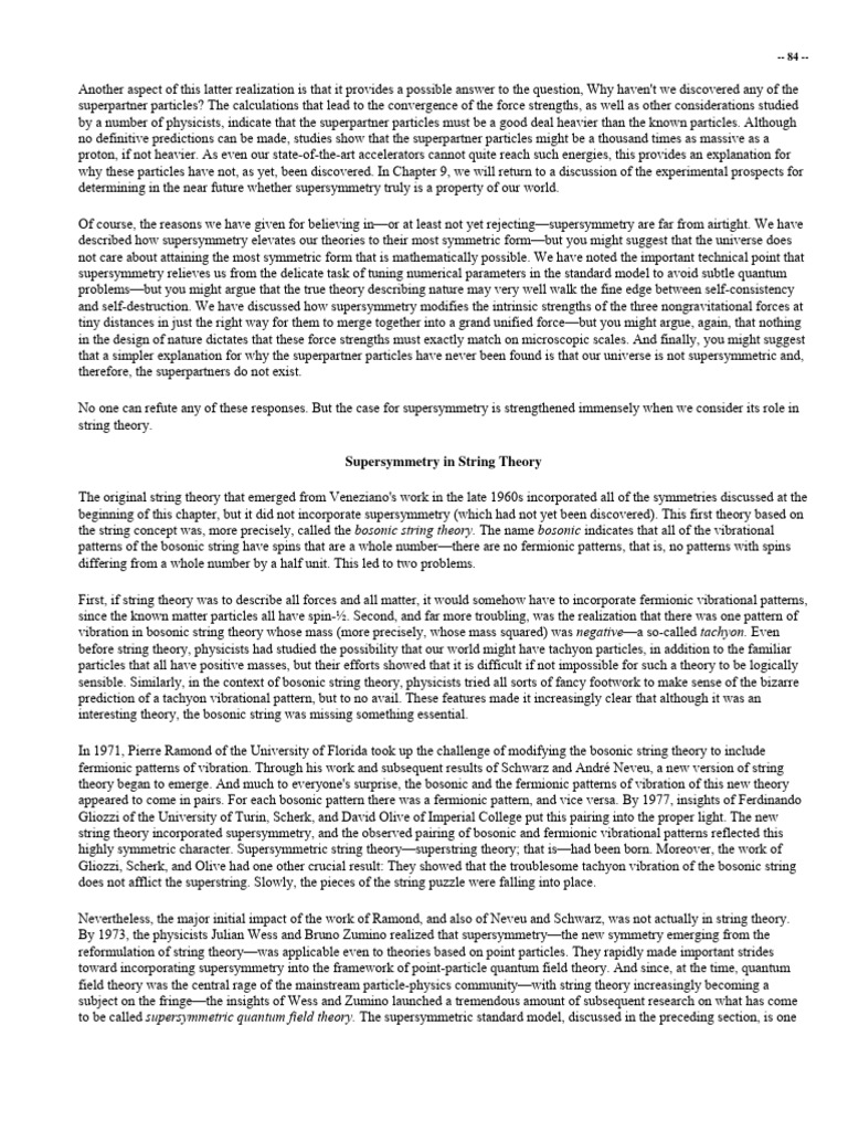 Supersymmetry and String Theory Explained | PDF | String Theory | Particle Physics