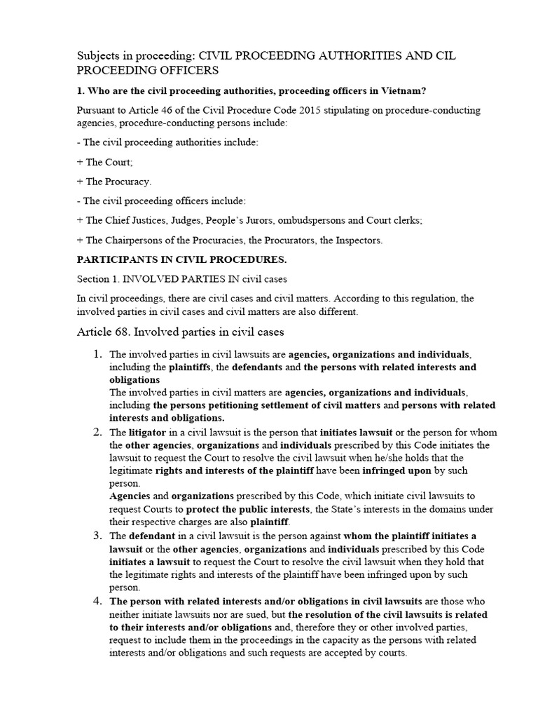 Subjects in Proceeding | PDF | Lawsuit | Justice