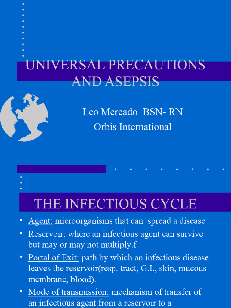 Asepsis, Universal Precaution | PDF | Infection | Health Sciences
