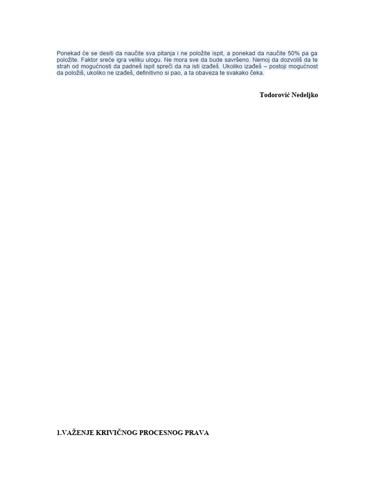 Krivično Procesno Pravo (Uvod I Opšti Dio) - Skripta Za Ispit | PDF | Law