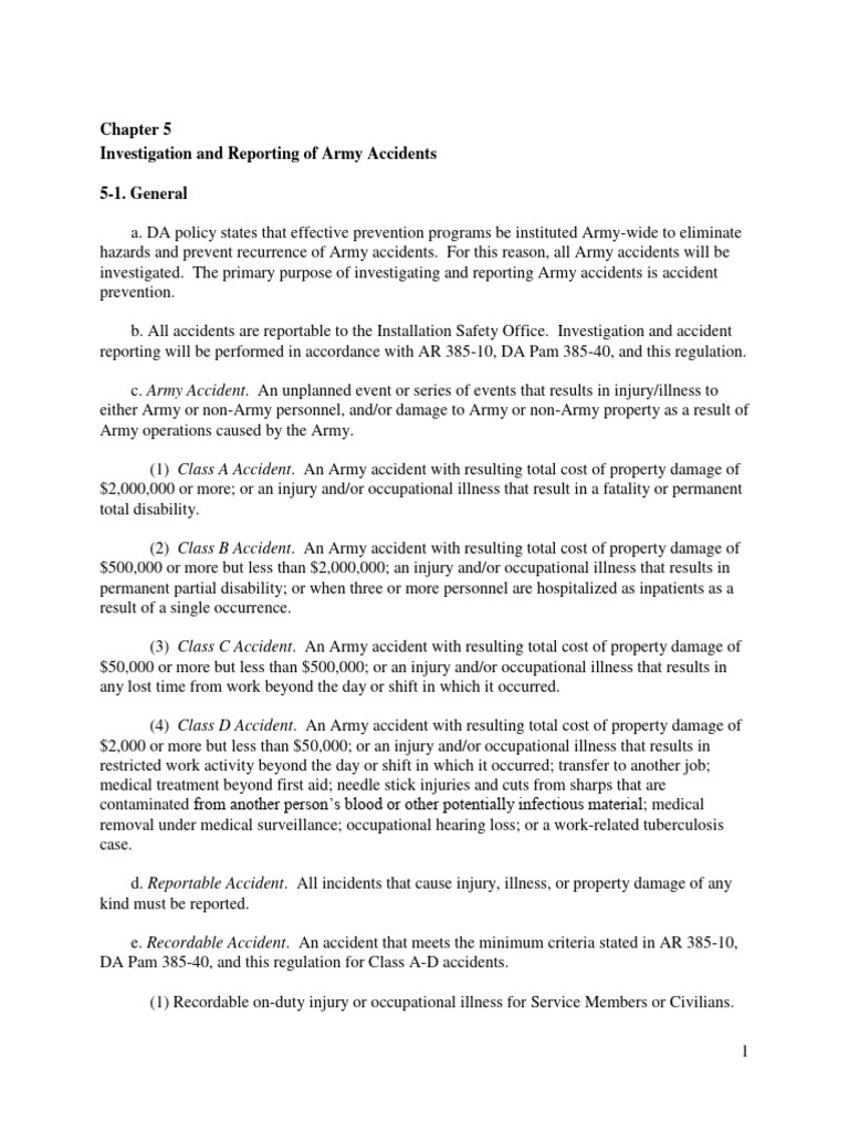 Army Accident Investigation Guidelines | PDF | Occupational Safety And ...