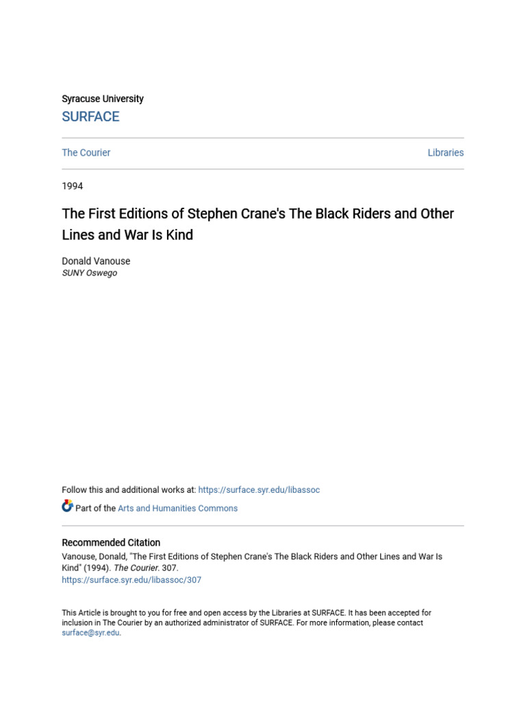 Stephen Crane's First Editions Analysis | PDF | Charles Darwin | Poetry