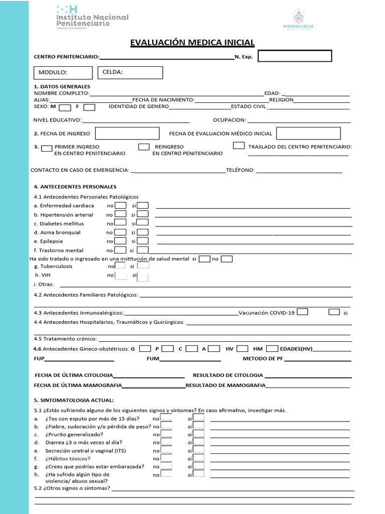 Evaluacion Medica Inicial Actualizada 2024 | PDF | Medicina CLINICA ...