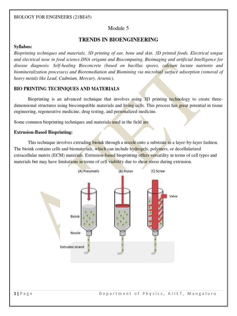 Module 5 Biology Notes | PDF | Medical Imaging | 3 D Printing
