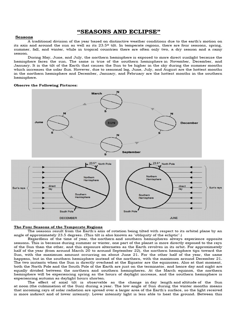 31 Seasons and Eclipse | PDF | Solar Eclipse | Moon