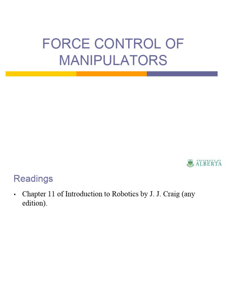 Force Control of Manipulators (Rev 2021) | PDF | Force | Applied And ...
