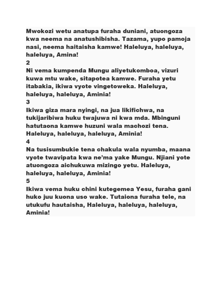 Mwokozi Wetu Anatupa Furaha Duniani | PDF