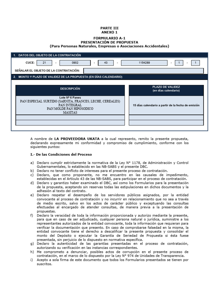 Formulario Pan | PDF | Trigo | Panes