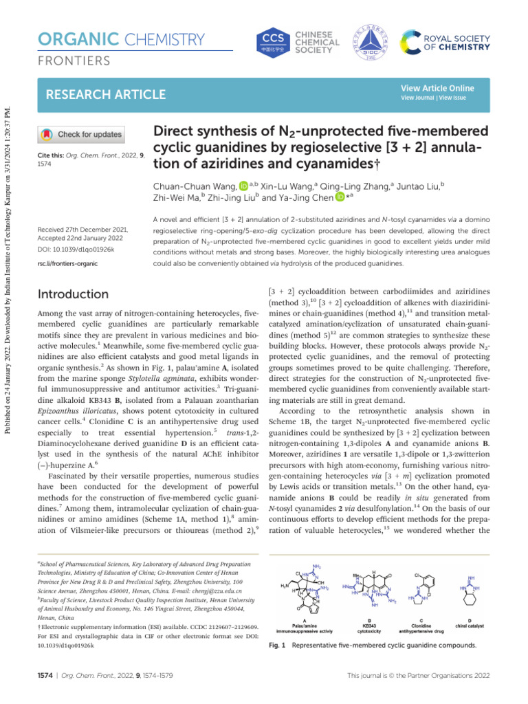 Org. Chem. Front., 2022,9, 1574-1579 | PDF | Chemical Compounds ...