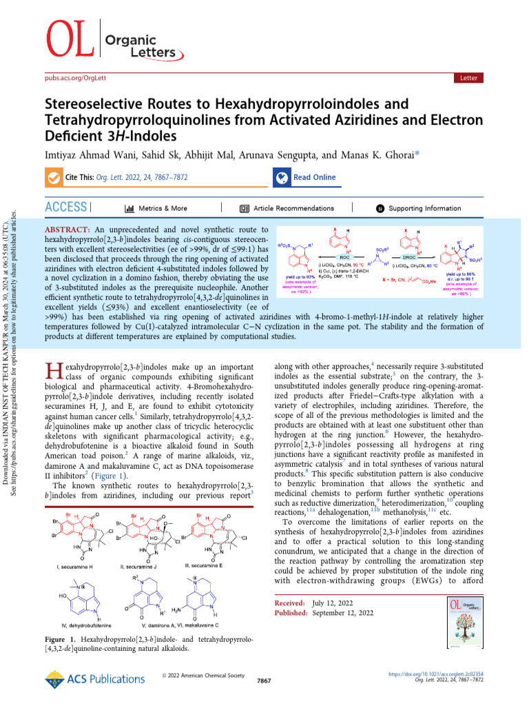 Org. Lett. 2022, 24, 7867–7872 | PDF | Organic Synthesis | Chemical Reactions