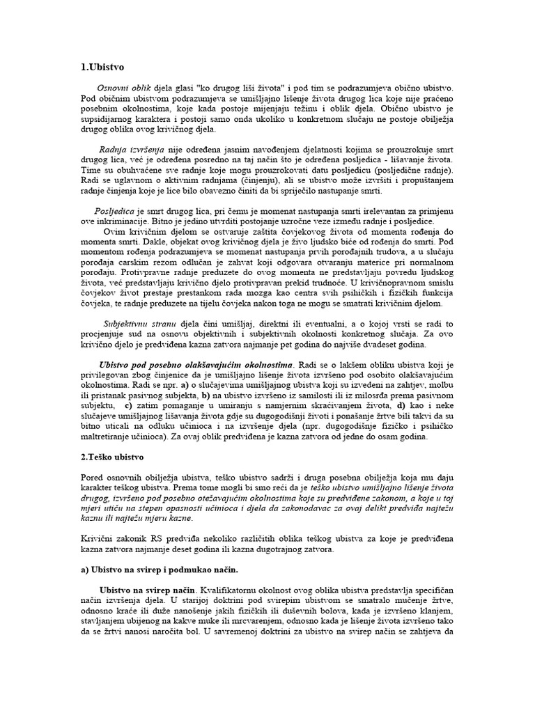 Krivično Materijalno Pravo (Posebni Dio) Skripta - Ivanka Marković | PDF