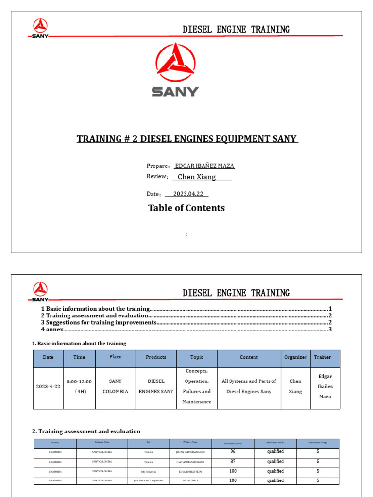 2 Training Report Diesel Engines Sany | PDF | Teachers | Behavior ...