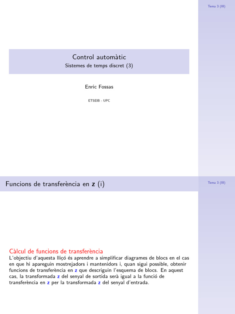 Control Autom' Atic: Sistemes de Temps Discret | PDF